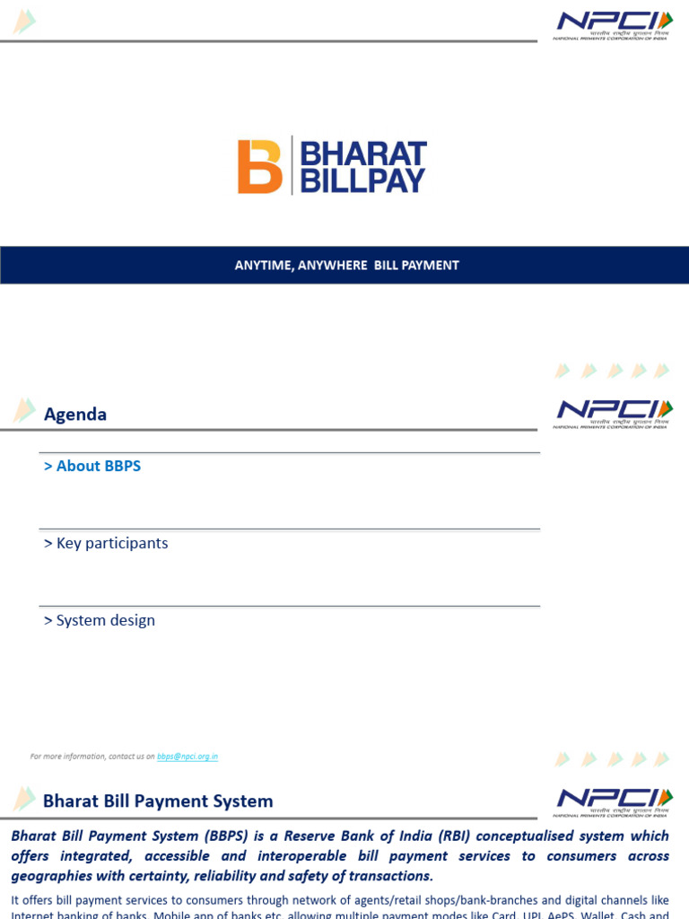 BillDesk - BBPS Product Presentation | PDF | Business | Service Industries