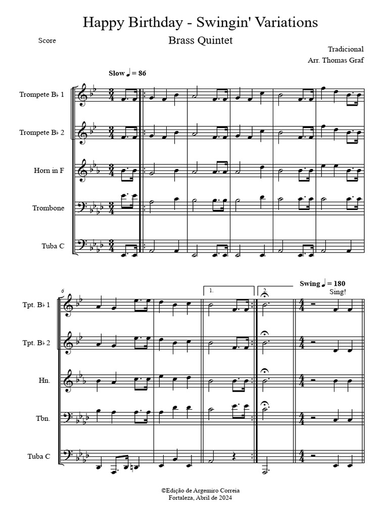 Happy Birthday - Swingin' | PDF | Elementary Organology | Marching Bands
