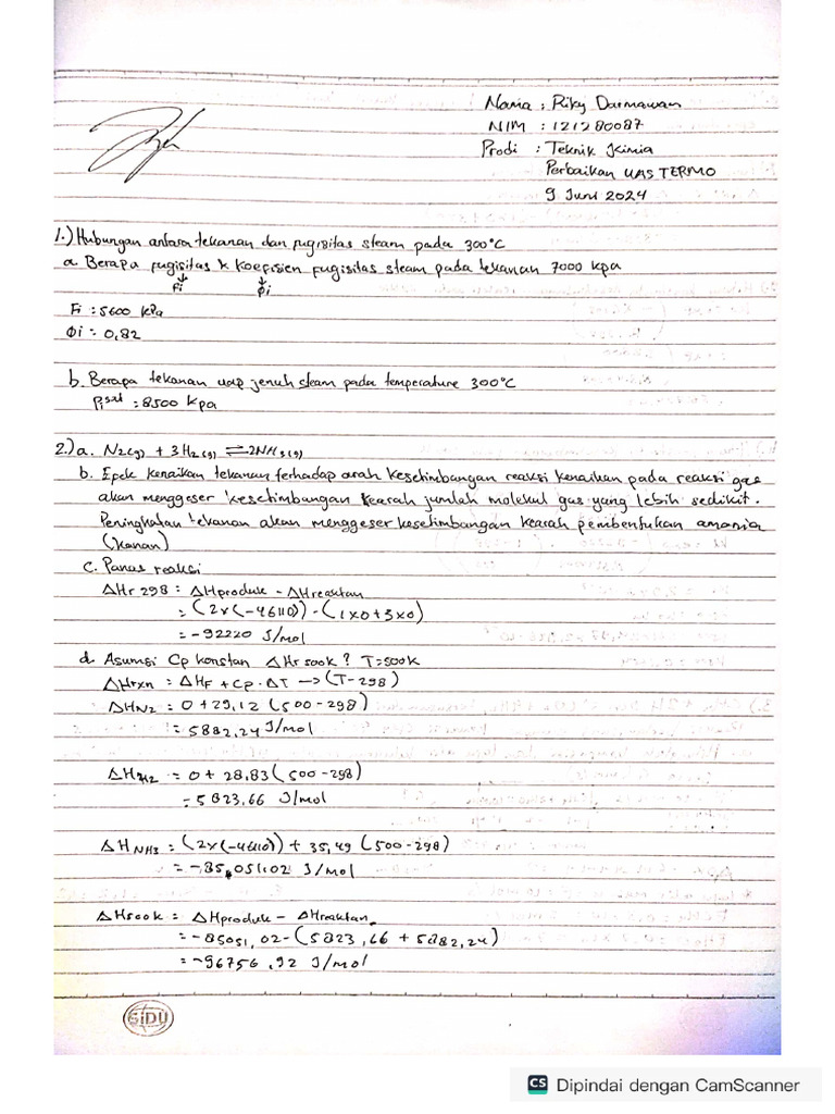 HER UAS Termodinamika_Riky Darmawan_087_RD | PDF