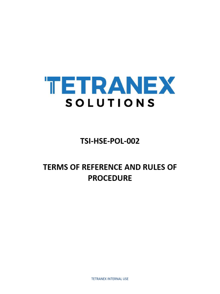 TSI-HSE-POL-002 - R1 - Terms of Reference and Rules of Procedure (JHSC) | PDF | Occupational ...