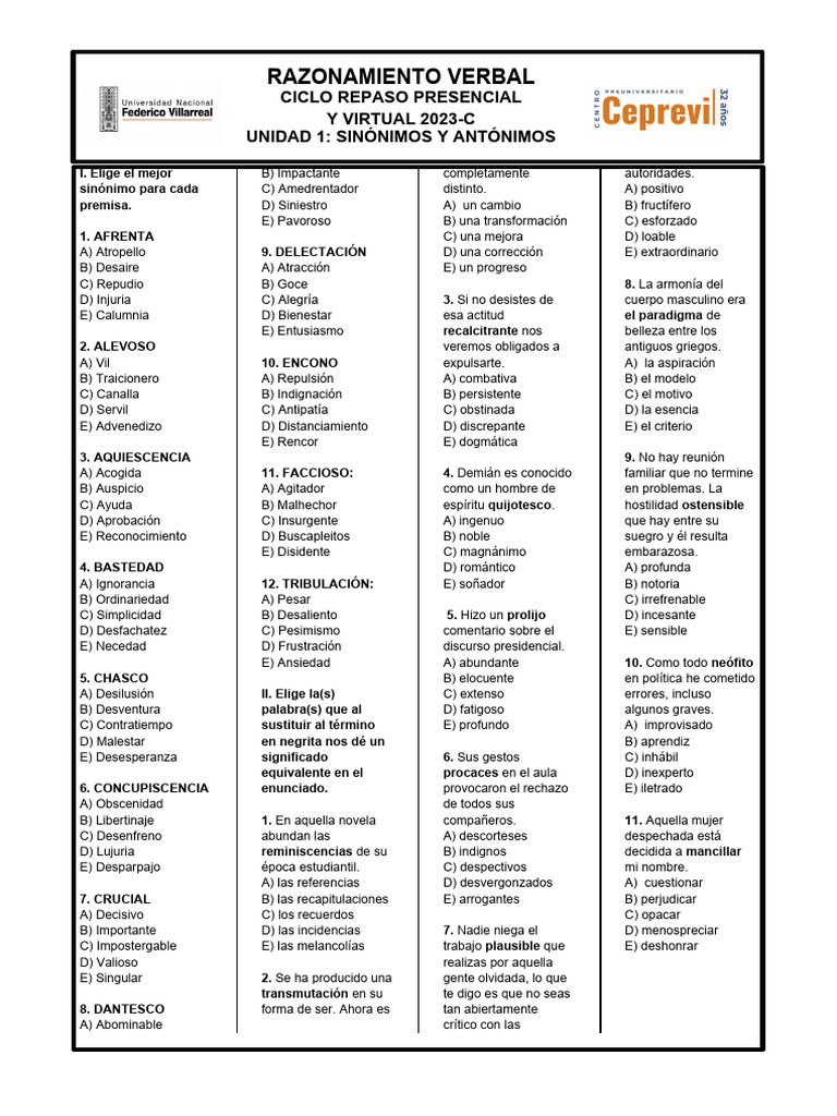 RV Unidad 1 Repaso 2023-C | PDF