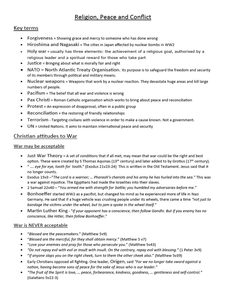 Peace and Conflict Summary | PDF | Ahimsa | Peace