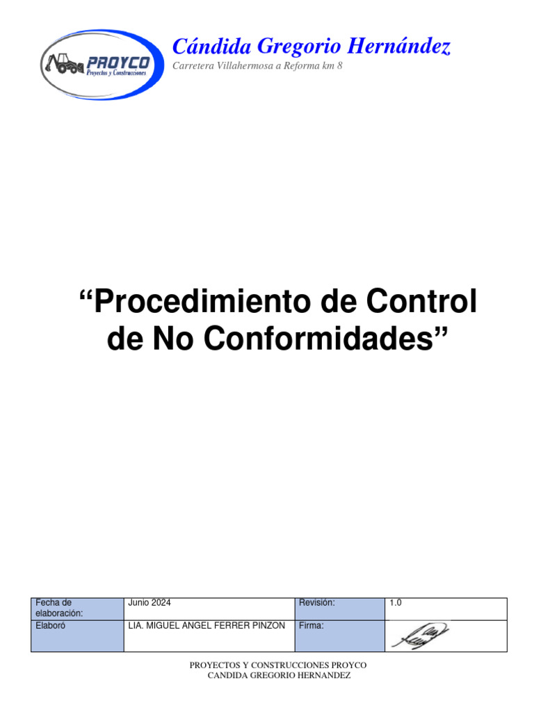 19.- Sistema de control de no conformidades | PDF | Calidad (comercial ...