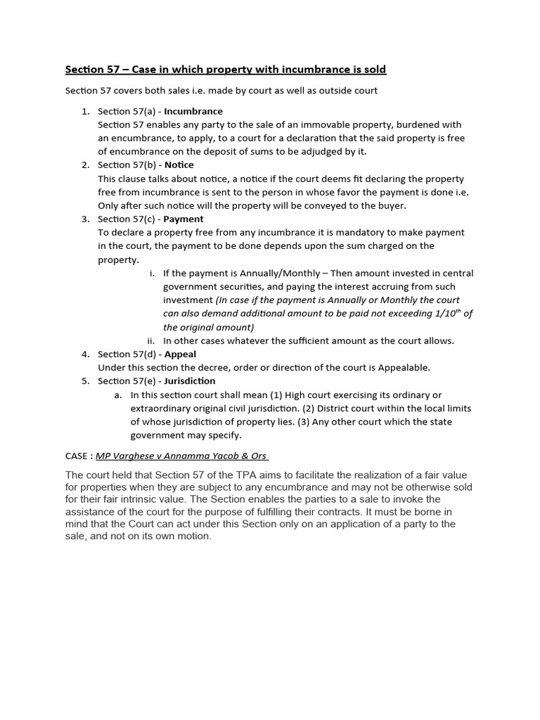 Section 57 Transfer of Property Act | PDF