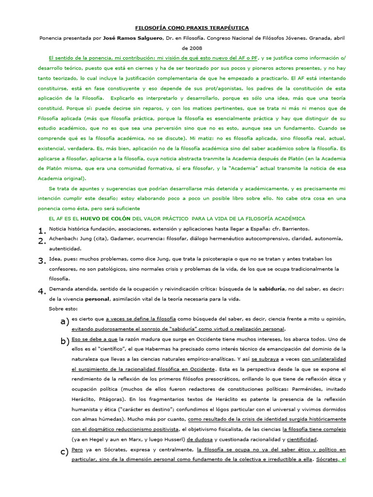 Filosofía como Terapia Práctica | PDF | Verdad | Conocimiento