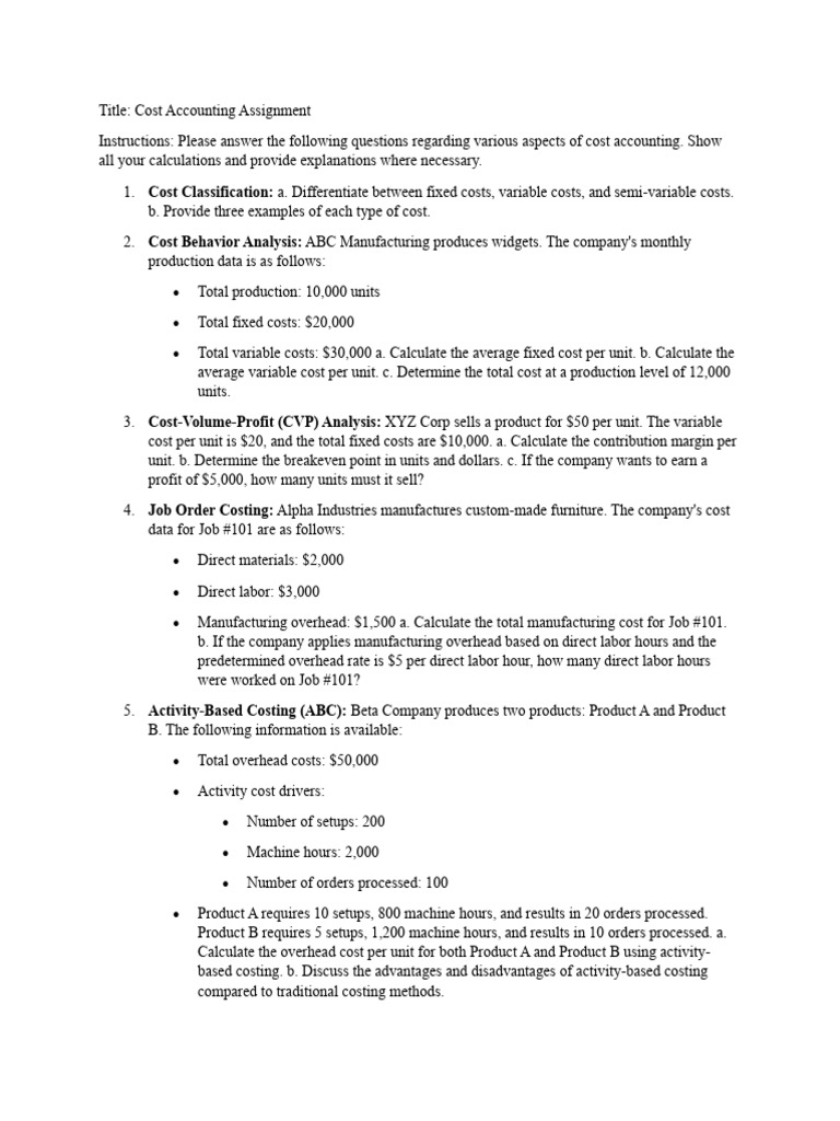 Cost Accounting - Variables | PDF | Cost Accounting | Pricing