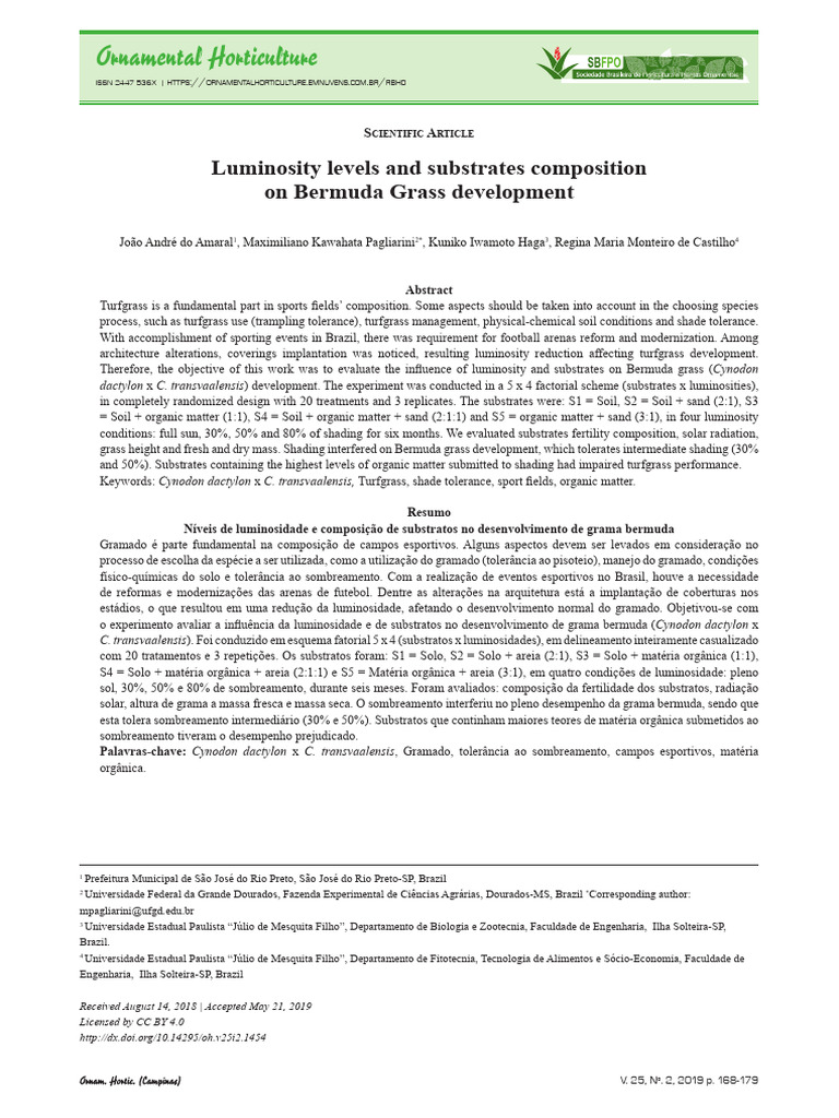 ARTC - Luminosity Levels and Substrates Composition | PDF | Soil