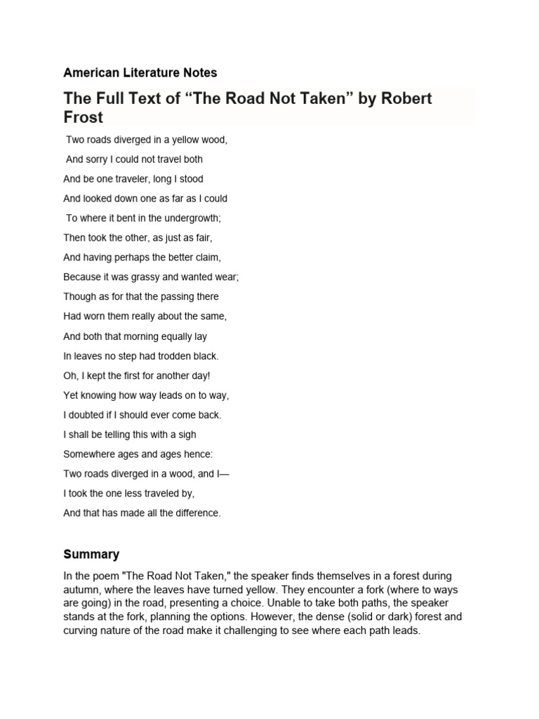 American Literature Poem Summaries | PDF | Psychology