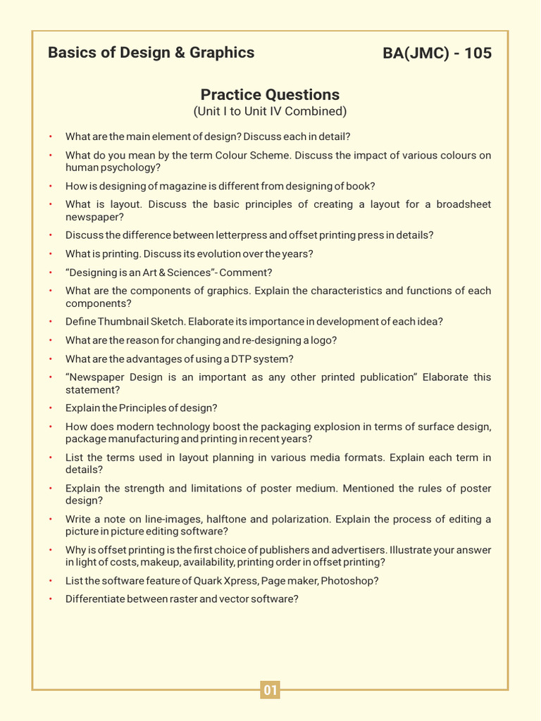 Basics Of Design Graphics Practice Questions Pdf Color Typography