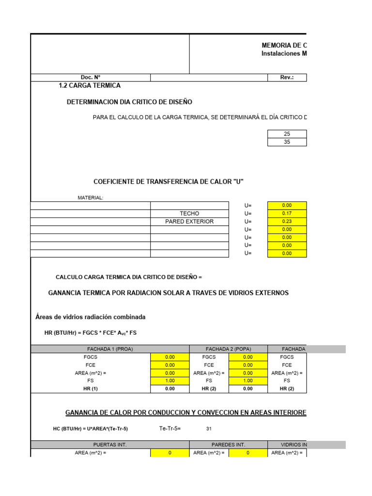 Cálculo de Carga Térmica y Diseño | PDF | Fenómenos de transporte ...