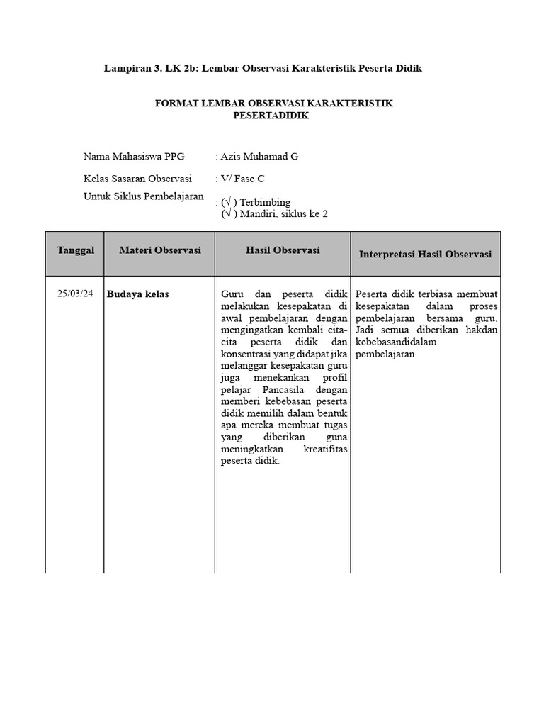 PPL - Siklus 2 - Lampiran 3 - LK 2b | PDF
