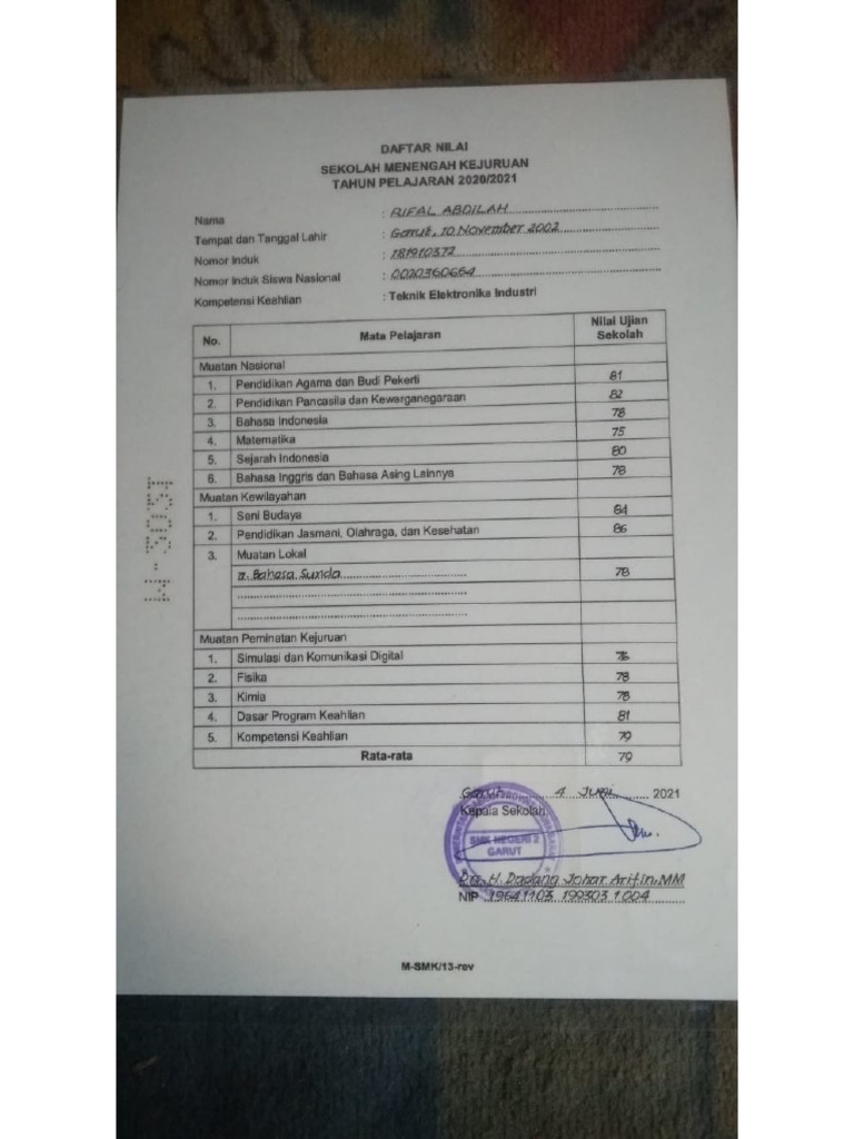 Nilai Rata Rata | PDF