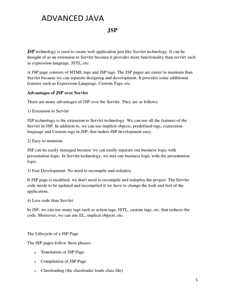 JSP | Download Free PDF | Class (Computer Programming) | Java ... JSP | Download Free PDF | Class (Computer Programming) | Java ...