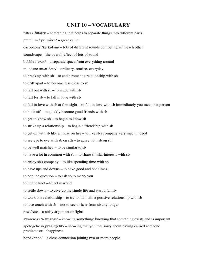 UNIT-10-VOCABULARY | PDF