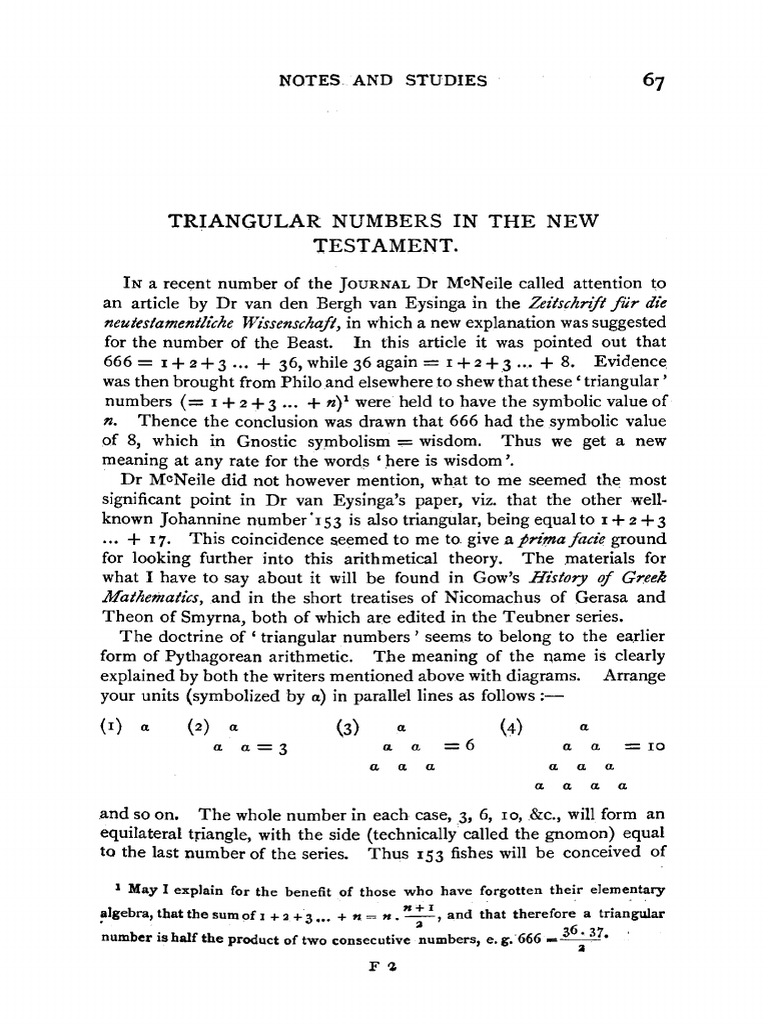 TRIANGULAR NUMBERS | PDF | Book Of Revelation | Number Of The Beast TRIANGULAR NUMBERS | PDF | Book Of Revelation | Number Of The Beast