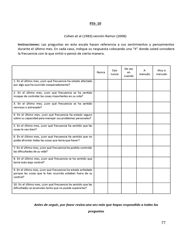 PSS-10 Protocolo | PDF