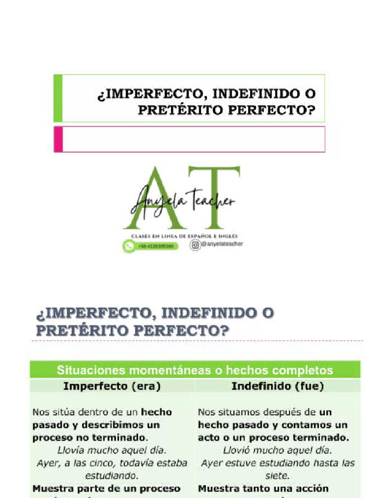 Imperfecto, Indefinido o Pretérito Perfecto | PDF