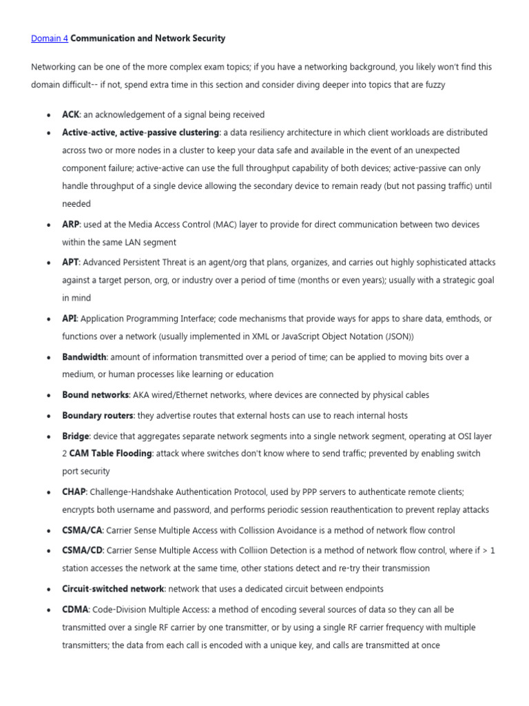 ISC2 CISSP Domain-4 Study Notes | PDF | Computer Network | Internet ...