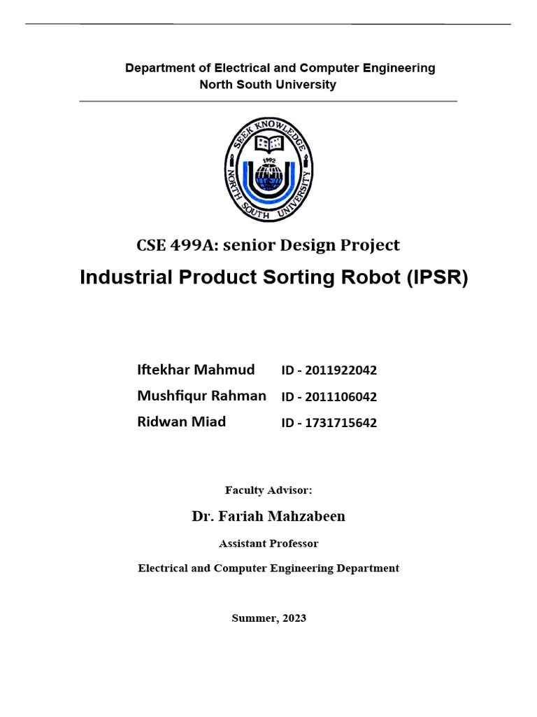 Shuvo Project Propdosal 499A PDF | PDF | Robot | Robotics