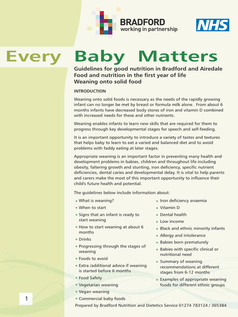 6 Nutrition Guidelines Weaning | PDF | Weaning | Infants