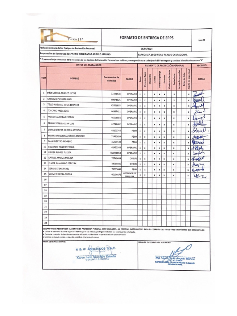 Formato de Entrega de Epps | PDF