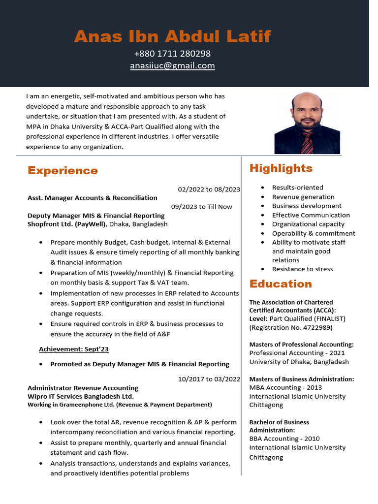 Anas_Resume | PDF | Accounting | Enterprise Resource Planning