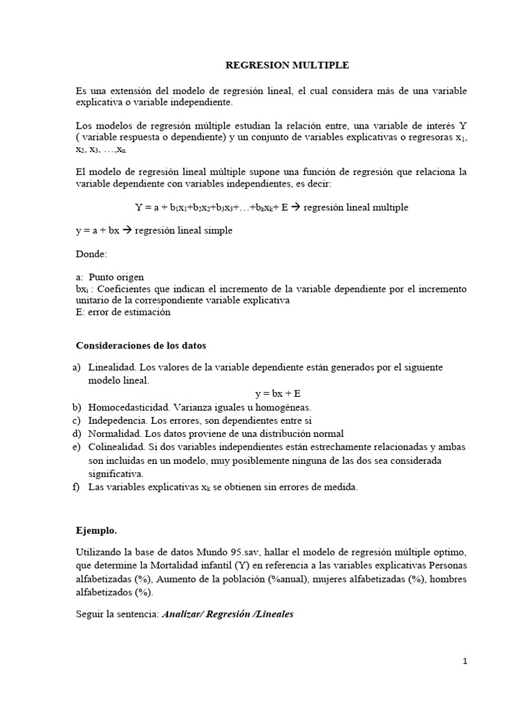 REGRESION_MULTIPLE[1] | PDF | Regresión lineal | Análisis de regresión