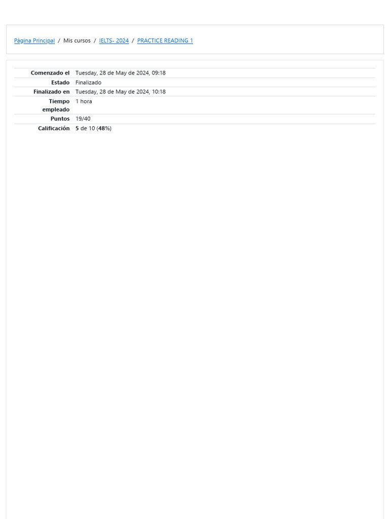 Resultados de Prueba IELTS 2024 | PDF