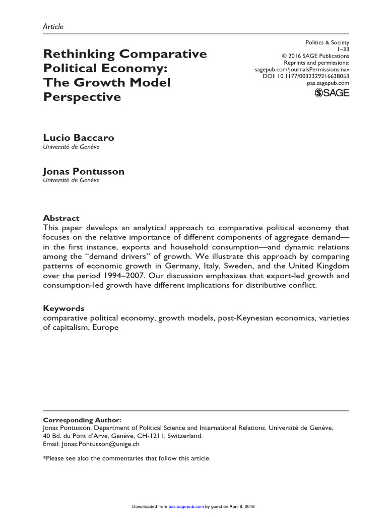 Comparative Political Economy Growth Models | PDF | Macroeconomics ...