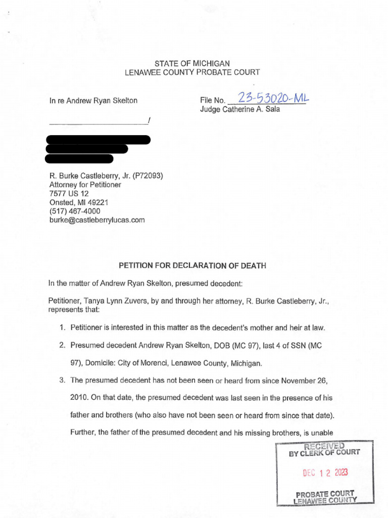 Skelton Declaration of Death | PDF