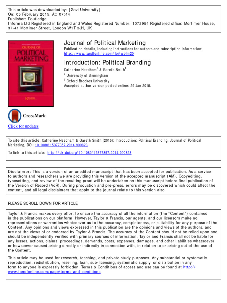 Political Branding - Catherine Needham + Gareth Smith | PDF | Brand ...