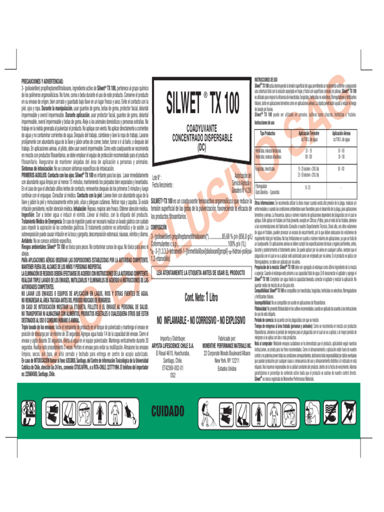 Silwet - TX - 100 - 20-10-2017 ETIQUETA | PDF | Agua