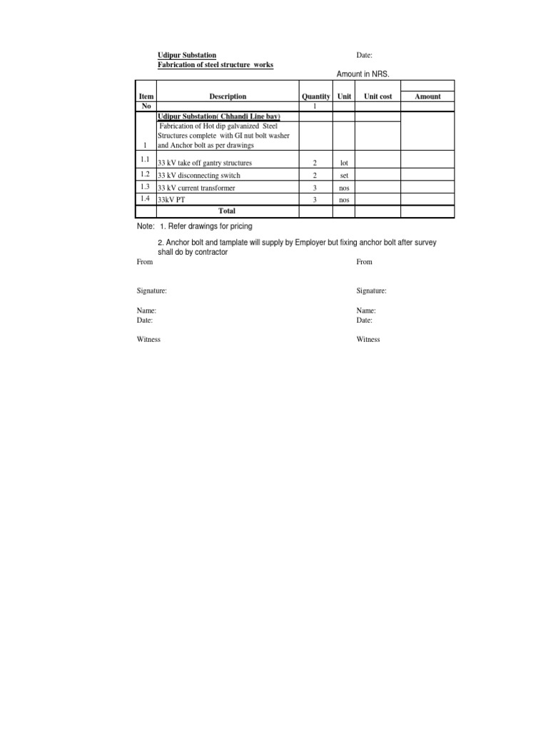 Quotation For Steel Structure - Drawings | PDF