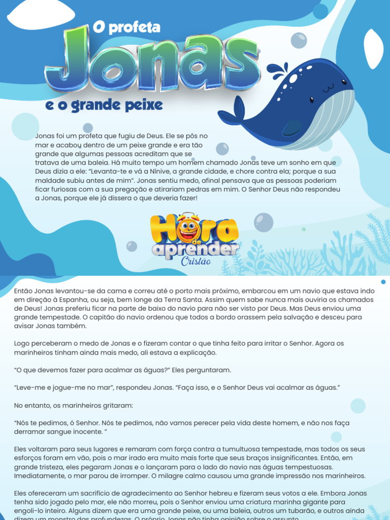 O Profeta Jonas e o Grande Peixe | PDF | Jonas