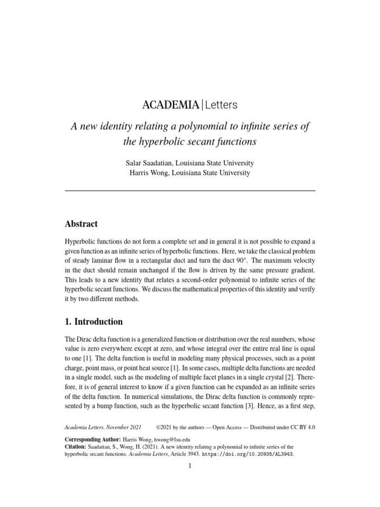 New Identity for Polynomials and Secants | PDF | Trigonometric ...