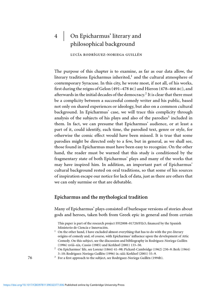 On Epicharmus Literary and Philosophical Background | PDF | Homer ...