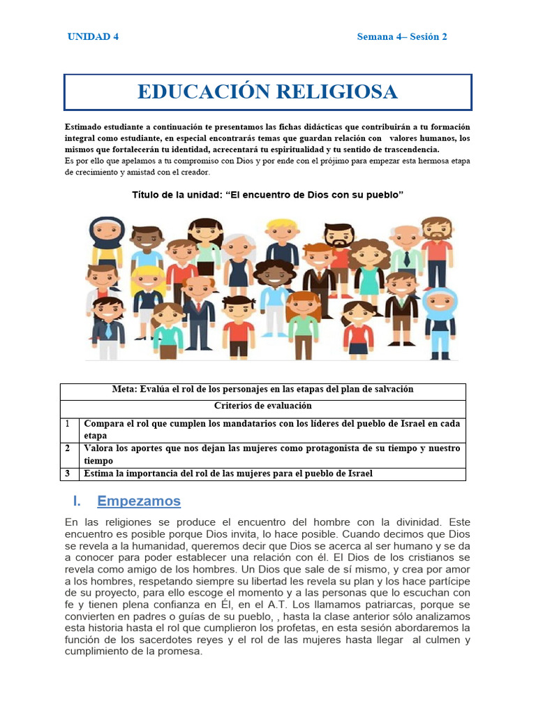 Ficha 8 El Encuentro de Dios Con Su Pueblo II Parte - Da 2 U4 7 | PDF | Sacerdote | Cristo (título)