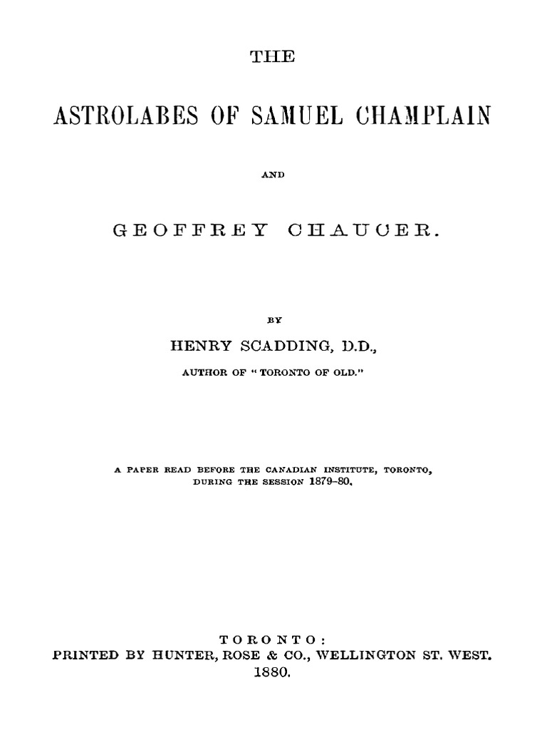 Book - 1880 - Geoffrey Chaucer - The Astrololabes of Samuel Champlain ...