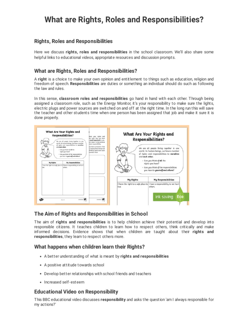 Classroom Rights and Responsibilities Guide | PDF | Career & Growth ...