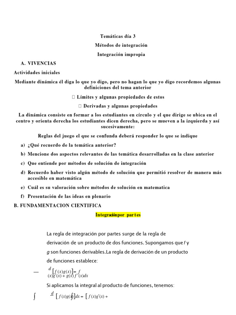 Unidad 3. Metodos de Integracion Dia 3 | PDF | Integral | Álgebra abstracta