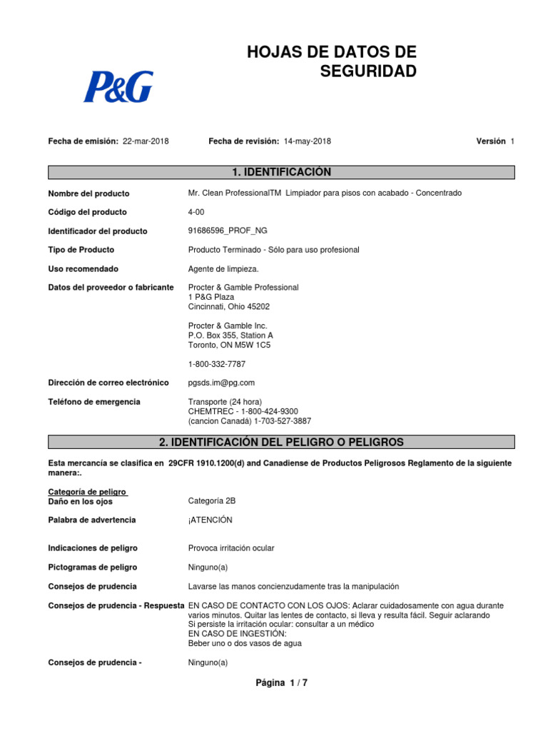 Mr Clean Professional Finished Floor Cleaner Concentrate 4 00 Sp