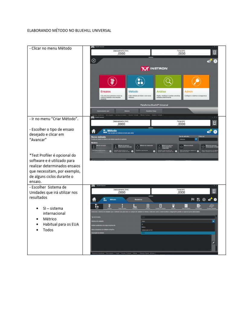 Elaborando Método No Bluehill Universal Final | PDF | Curva | Amostragem (Estatística)