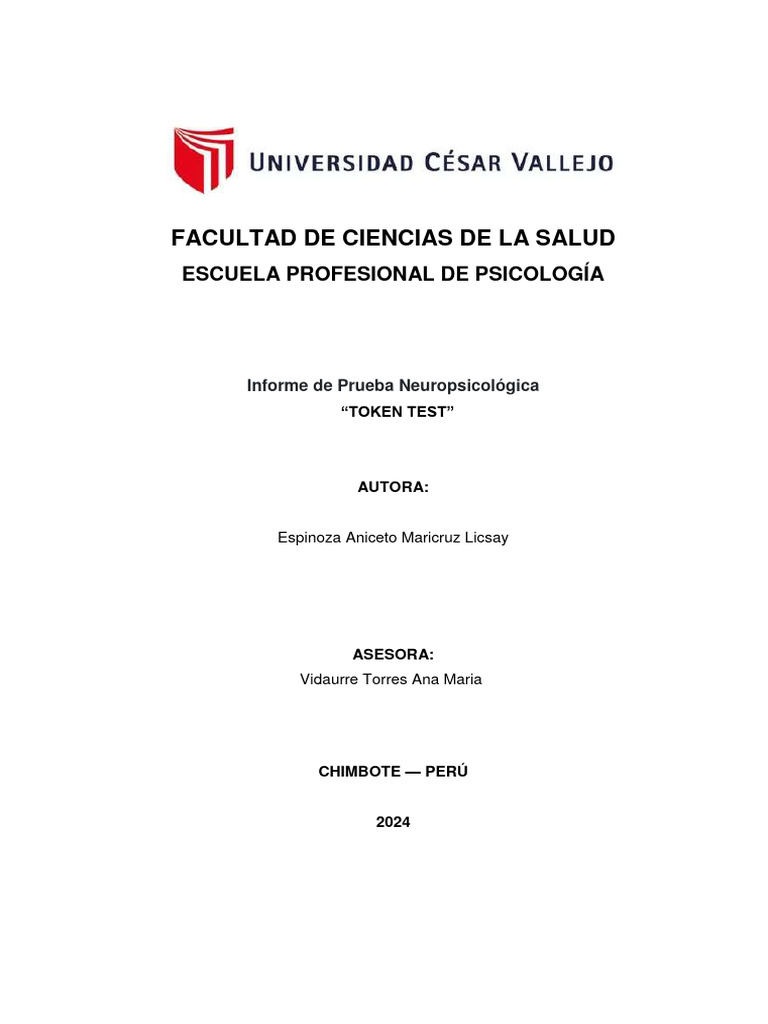 Token Test - Prueba Neuropsicológica | PDF | Evaluación | Conceptos ...