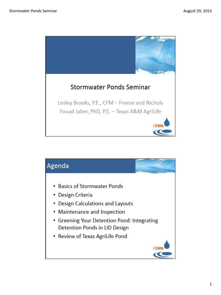 Ponds Slides 082913 | PDF | Stormwater | Pond
