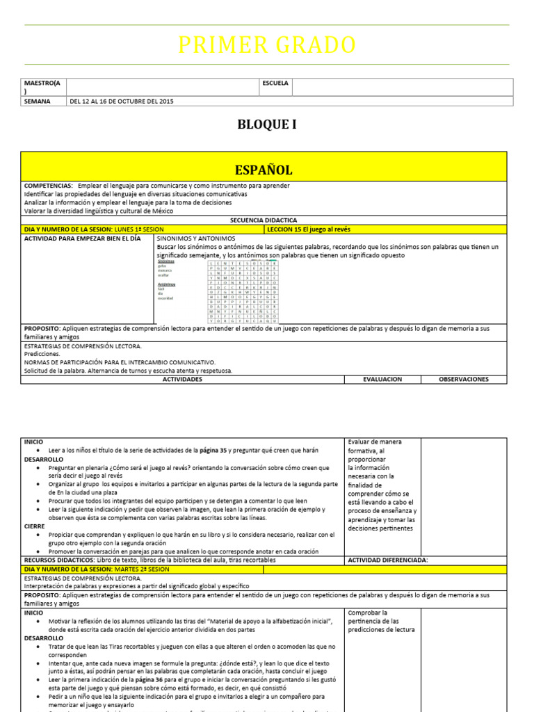 Bloque 1 Semana 7 15-16 | PDF | Comprensión lectora | Canciones