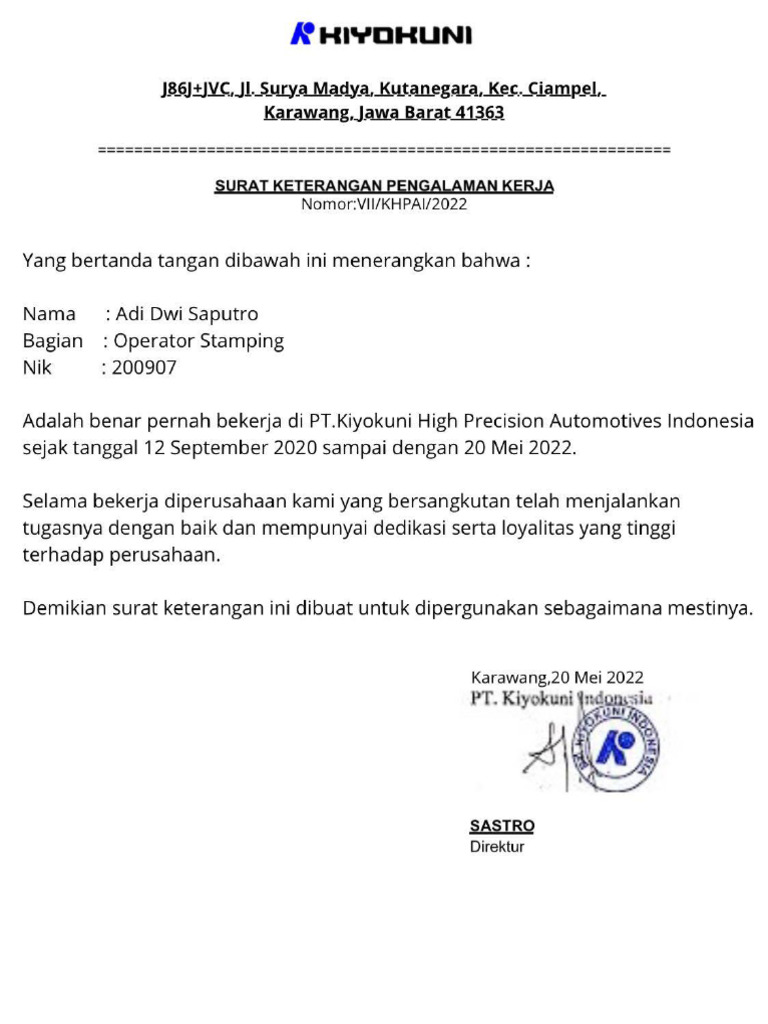 Paklaring Kiyokuni | PDF