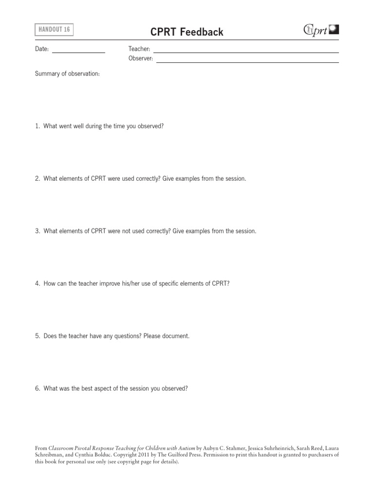 16-CPRT Feedback | PDF | Learning | Human Communication