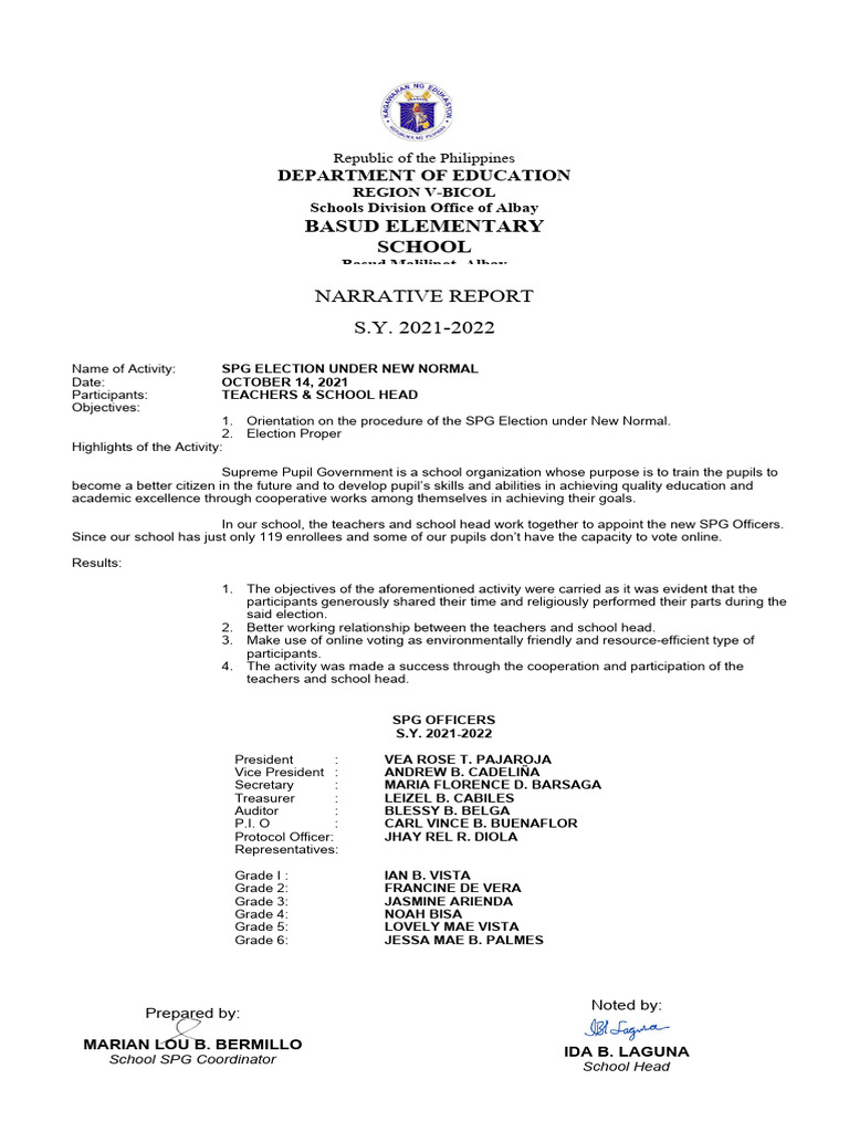 SPG Action Plan Narrative Report Documentation 2021 2022 | PDF | Teachers