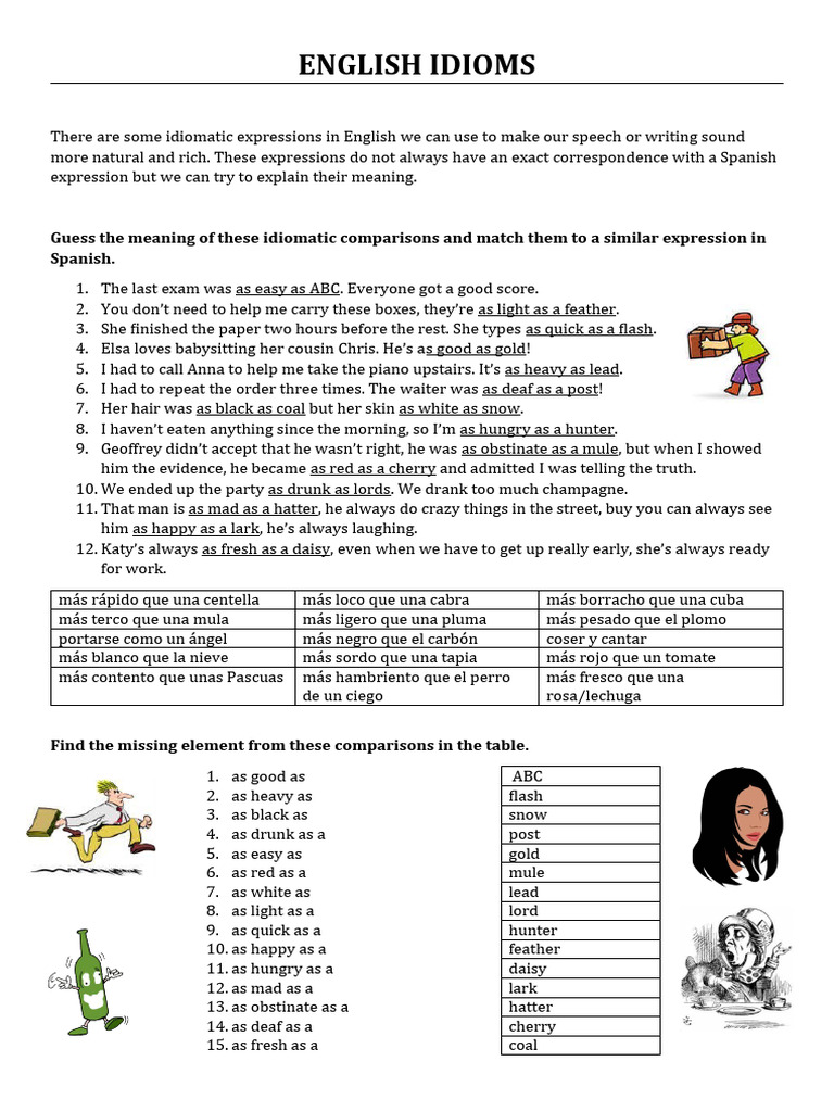 English Idioms and Proverbs Grammar Dril | PDF | Idiom