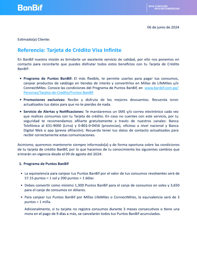 carta-tc-infinite | PDF | Tarjeta de crédito